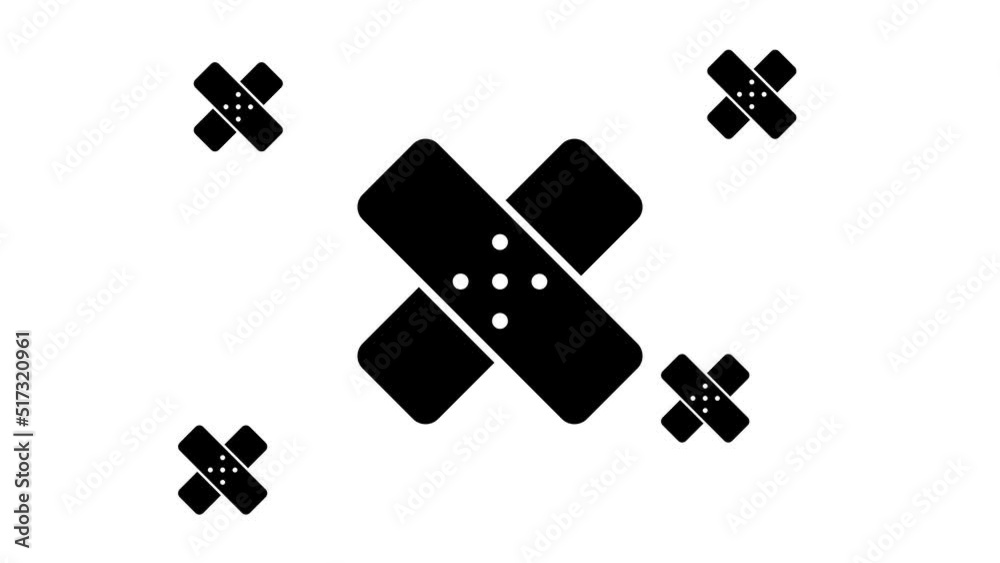 Zoom in and out animation the adhesive plaster symbol. Large black ...