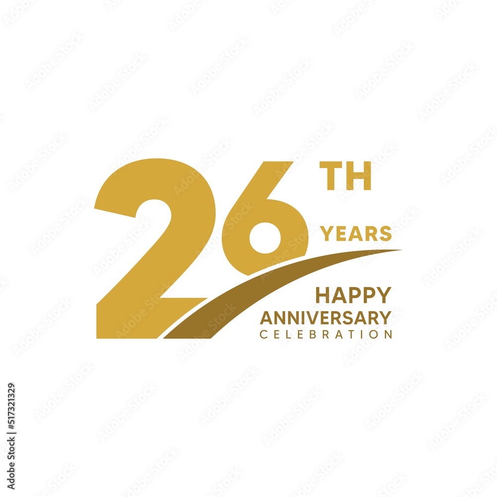 26th year anniversary design template. vector template illustration ...