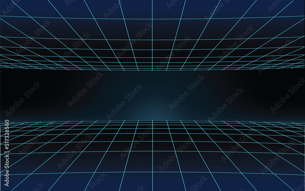 1980's style abstract blue background with lines, sci fi cyberpunk ...