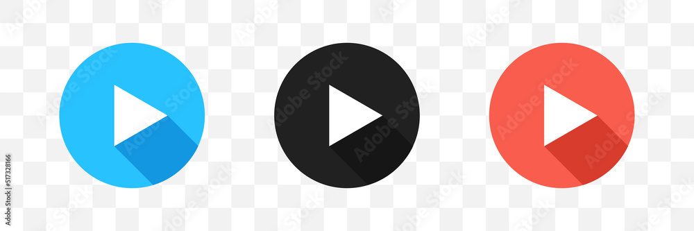 Play button icon set.Vector isolated illustration. Video and audio ...