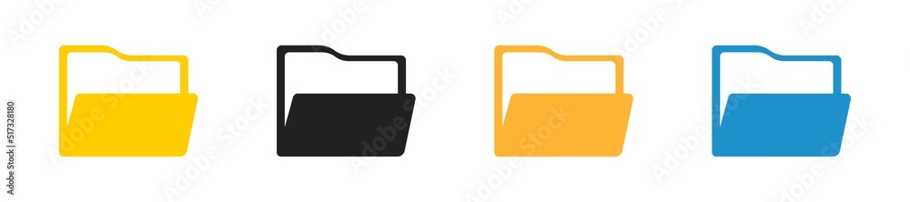 File folder icon set. Folder symbol set. Vector isolated illustration ...