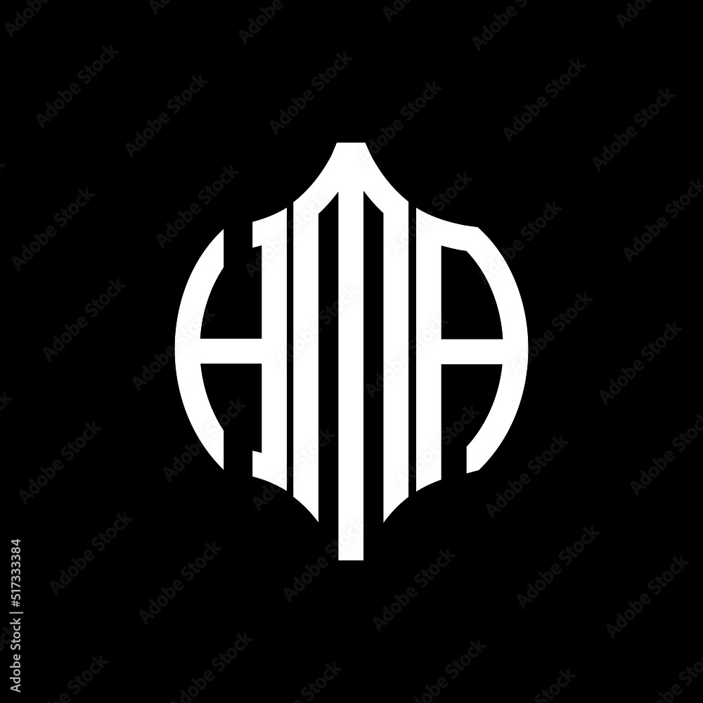 HMA letter logo. HMA best black background vector image. HMA Monogram ...