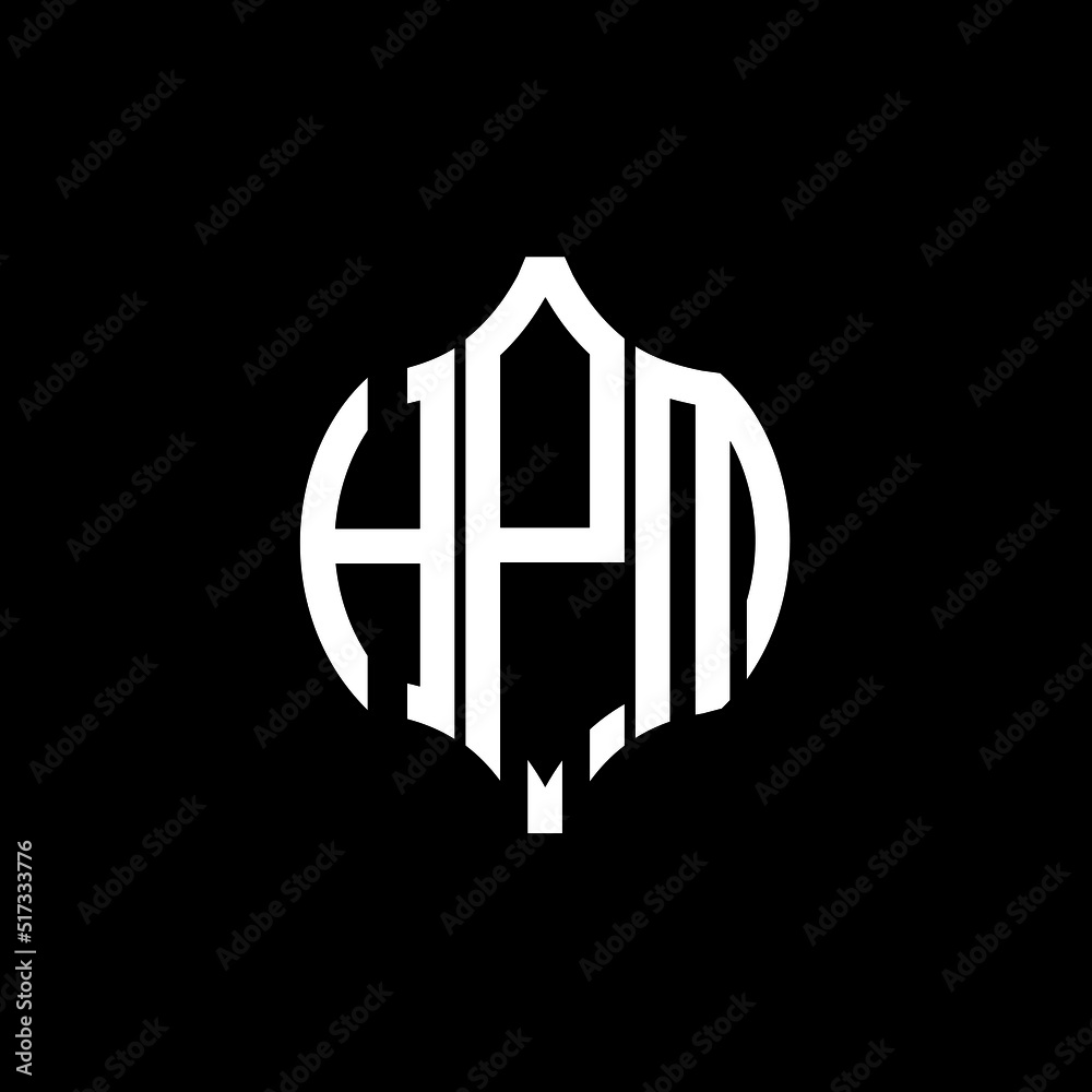 HPM letter logo. HPM best black background vector image. HPM Monogram ...