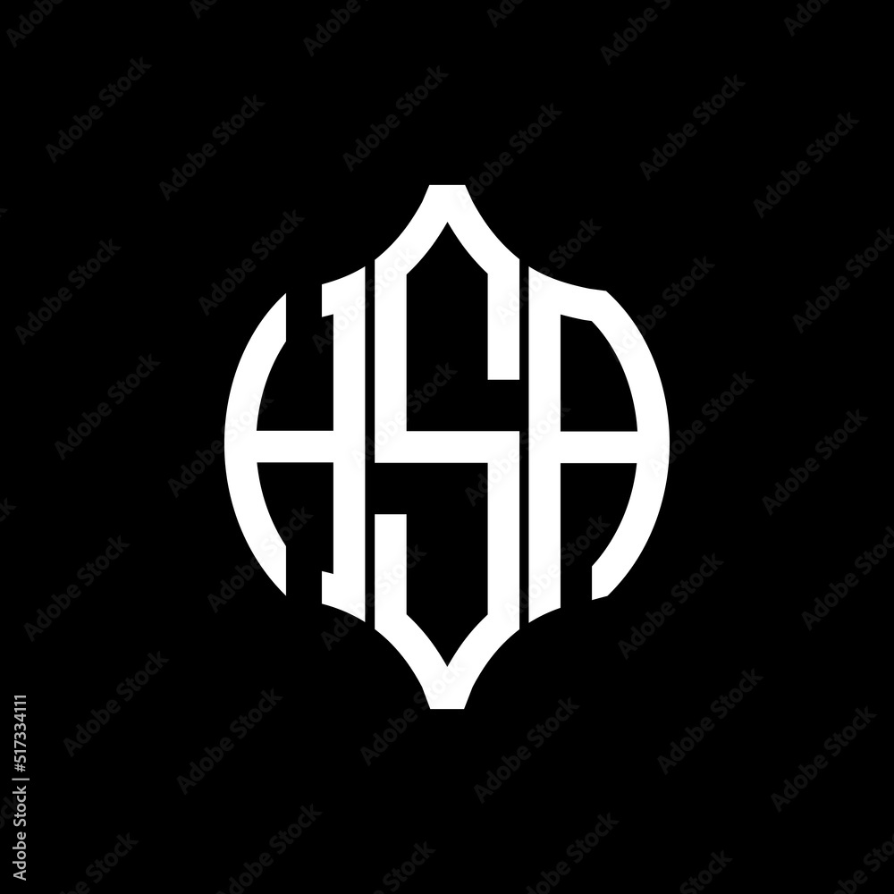 HSA letter logo. HSA best black background vector image. HSA Monogram ...