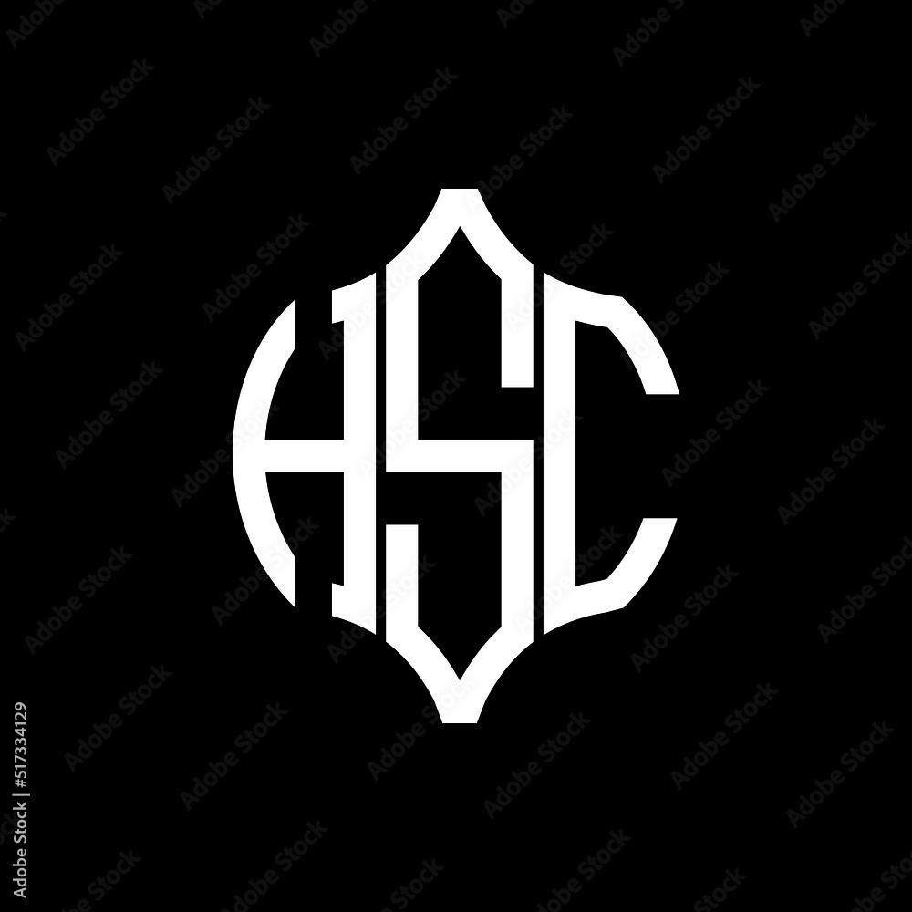 HSC letter logo. HSC best black background vector image. HSC Monogram ...
