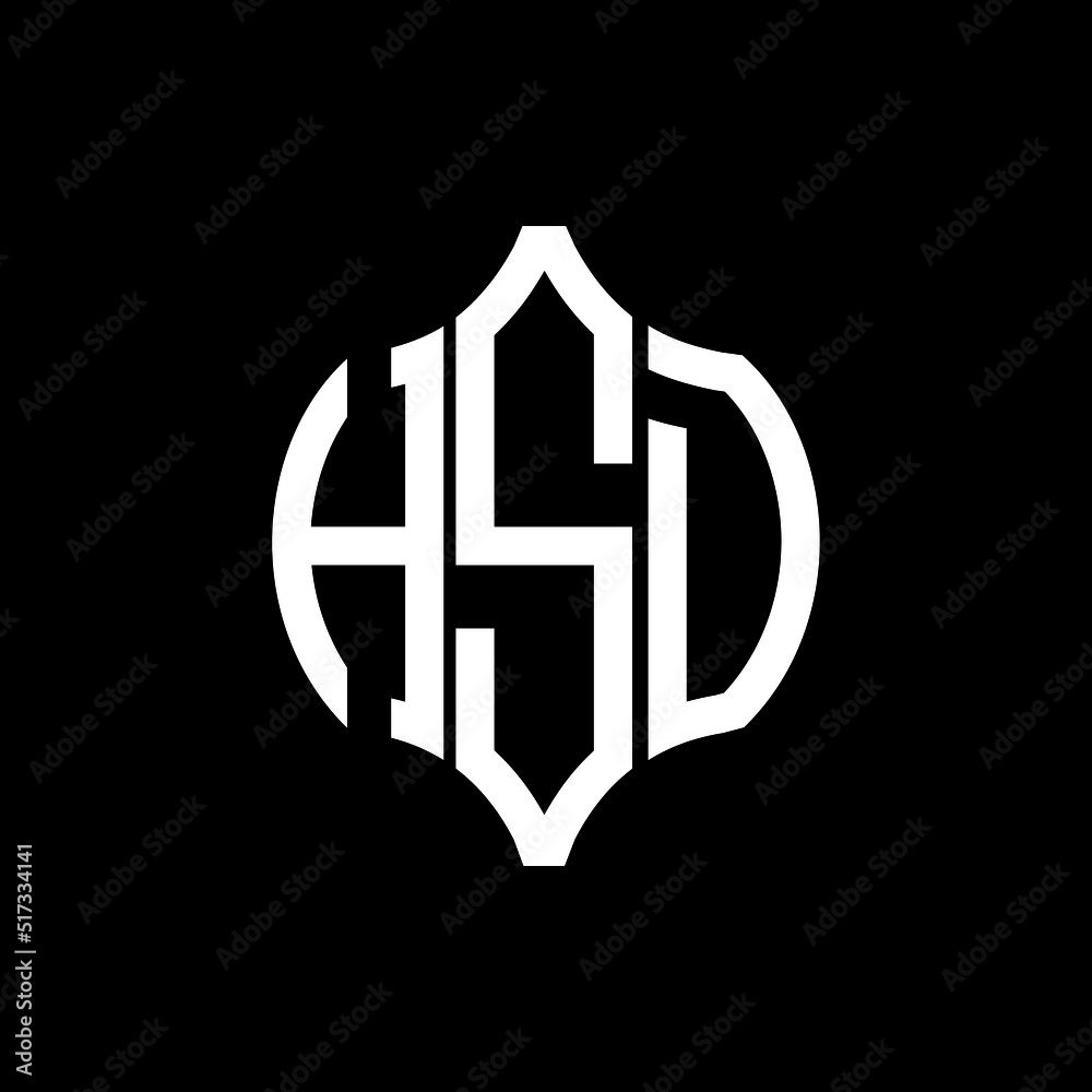HSD letter logo. HSD best black background vector image. HSD Monogram ...