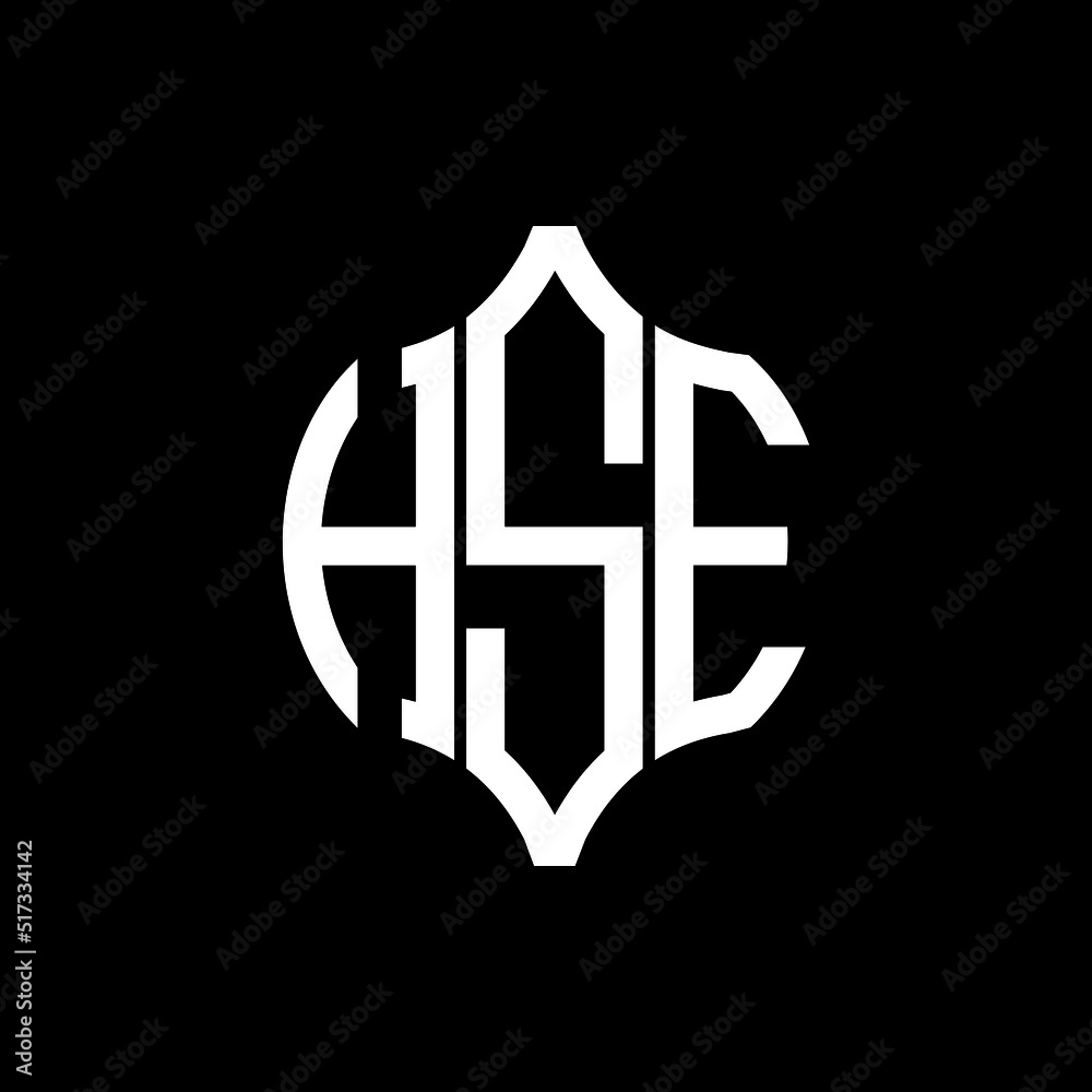 HSE letter logo. HSE best black background vector image. HSE Monogram ...
