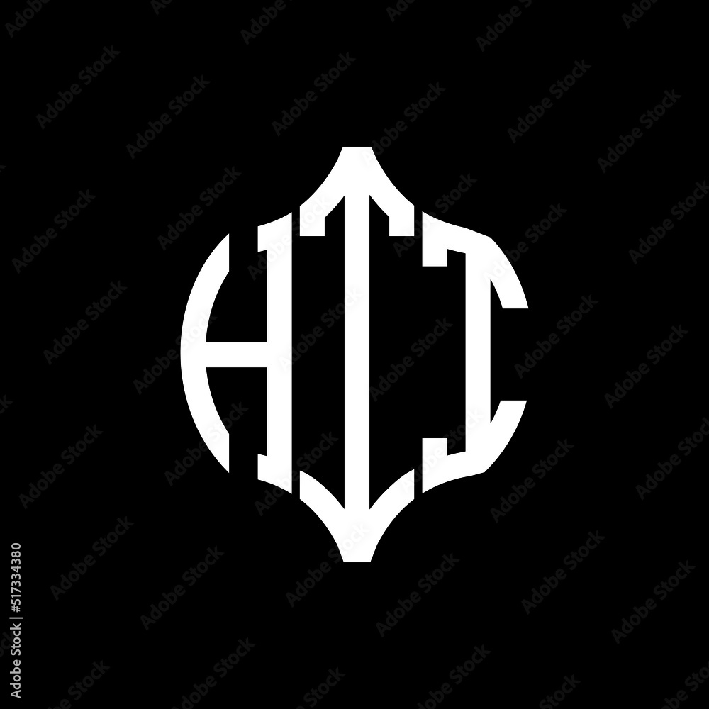 HTI letter logo. HTI best black background vector image. HTI Monogram ...