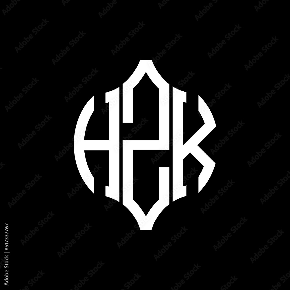 HZK letter logo. HZK best black background vector image. HZK Monogram ...