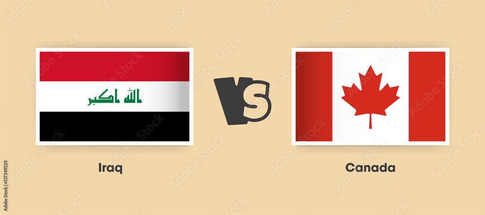 Iraq vs Canada flags placed side by side. Creative stylish national ...