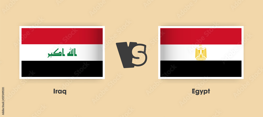 Iraq vs Egypt flags placed side by side. Creative stylish national flags of Iraq and Egypt with ...