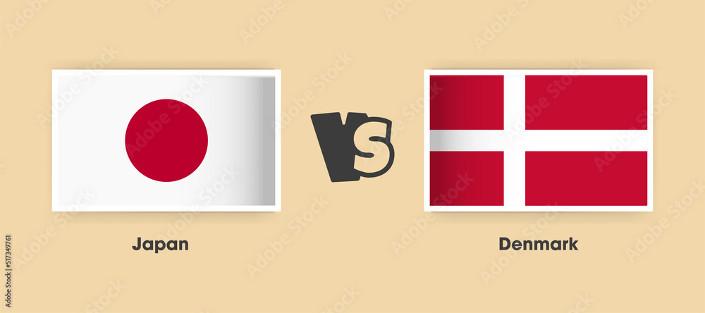 Japan vs Denmark flags placed side by side. Creative stylish national ...