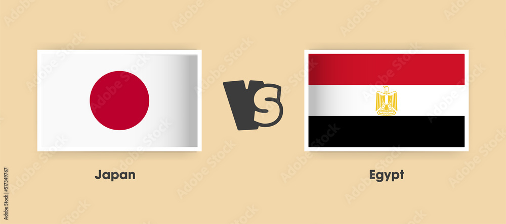 Japan vs Egypt flags placed side by side. Creative stylish national ...