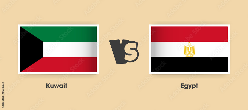 Kuwait vs Egypt flags placed side by side. Creative stylish national ...