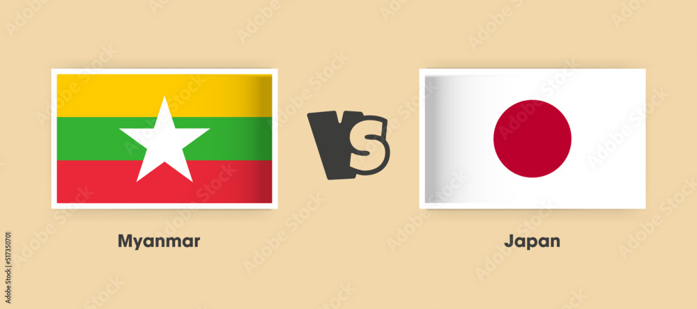 Vecteur Stock Myanmar vs Japan flags placed side by side. Creative ...