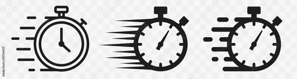 Set of Timer icons. Quick time icon, fast deadline. Timer and stopwatch ...