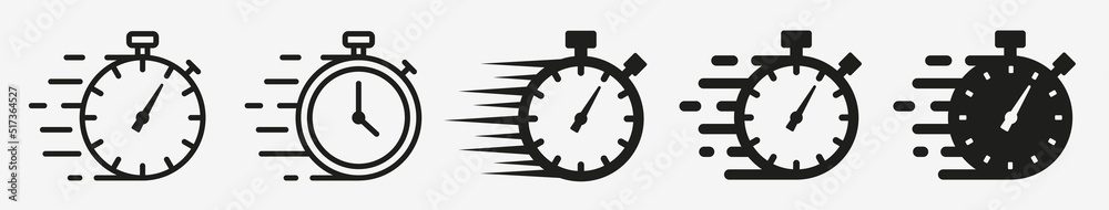 Set of Timer icons. Quick time icon, fast deadline. Timer and stopwatch ...