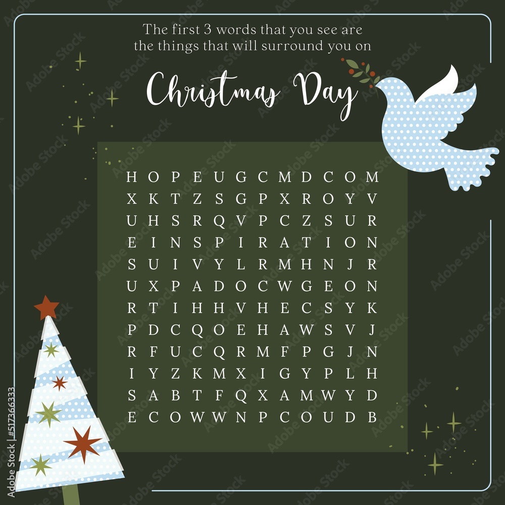 Christmas Day word search puzzle. Festive crossword game suitable for ...