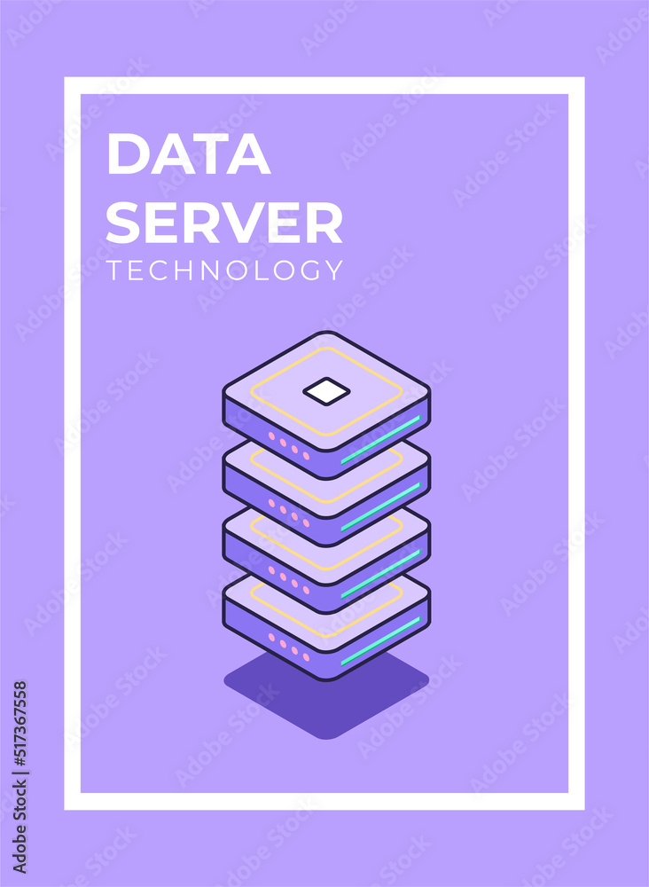 Data server poster concept. Cloud server technology in retro style ...
