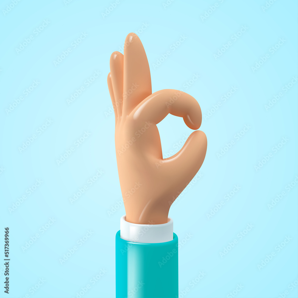 3d hands icon. Cartoon style hand gesture. Vector realistic ...