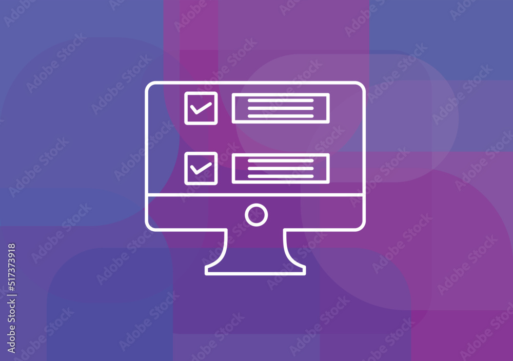 Vector computer and checklist icon. Online survey, application form ...