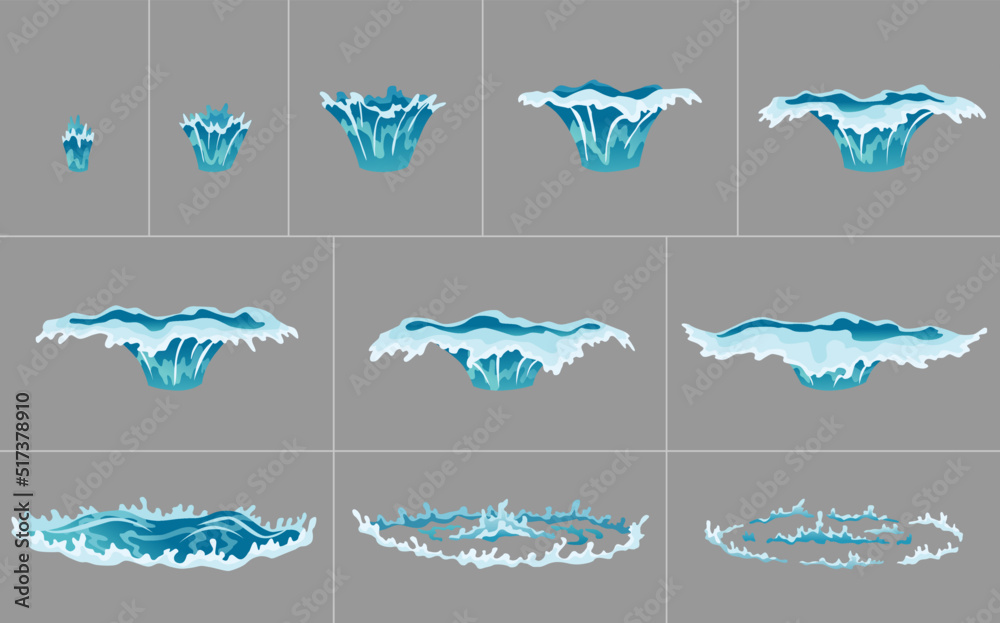 Water splash animation. Dripping water special effect. Fx sprite sheet ...