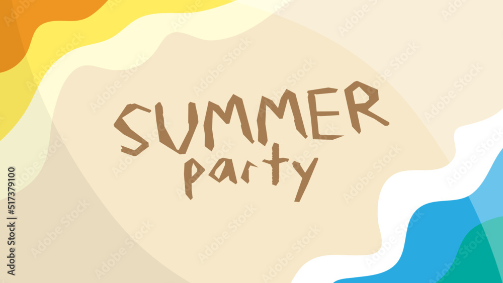 Beach background with text. Top view flat style. Vector illustration ...