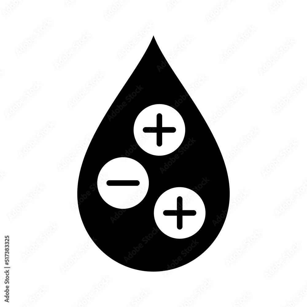 Electrolytes with positive and negative ions flat vector icon for apps ...