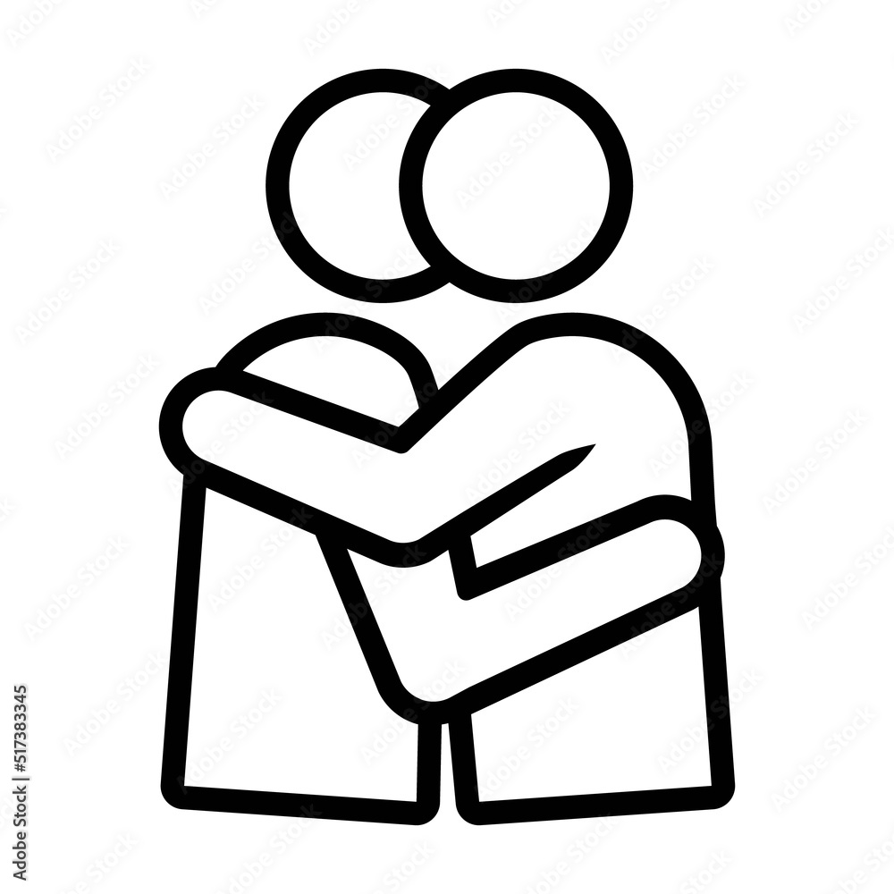 Hug, hugging or kiss line art vector icon for apps and websites Stock ...