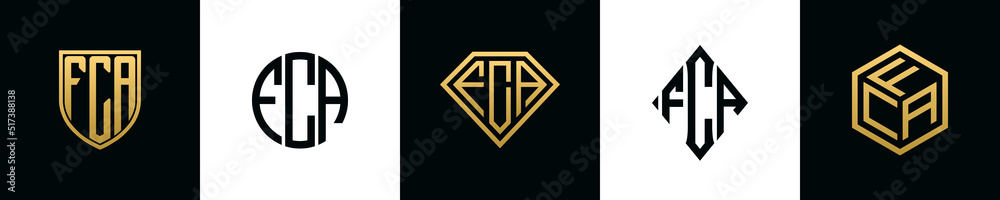 Initial letters FCA logo designs Bundle. This collection incorporated ...