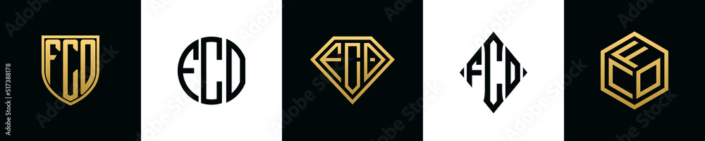 Initial letters FCO logo designs Bundle. This collection incorporated ...