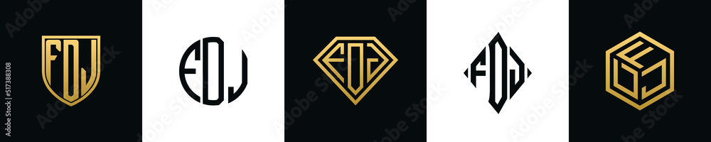 Initial letters FDJ logo designs Bundle. This collection incorporated ...
