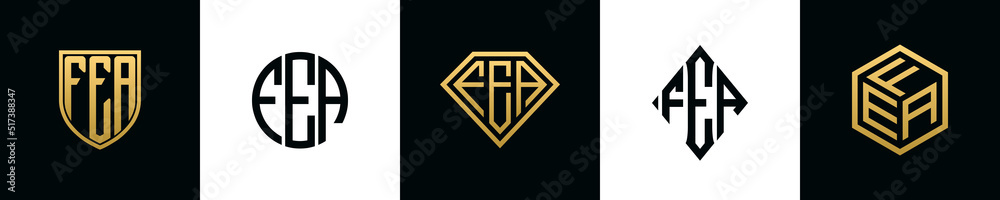 Initial letters FEA logo designs Bundle. This collection incorporated ...