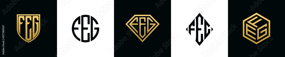 Initial letters FEG logo designs Bundle. This collection incorporated ...