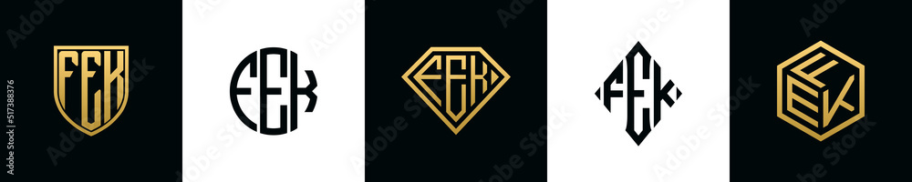 Initial letters FEK logo designs Bundle. This collection incorporated ...