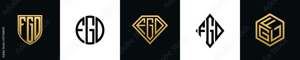 Initial letters FGD logo designs Bundle. This collection incorporated ...