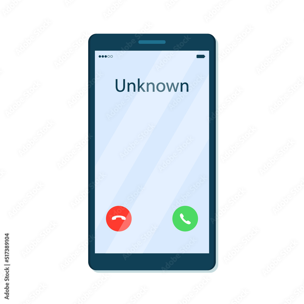 Incoming call from unknown caller on mobile phone screen. Vector ...
