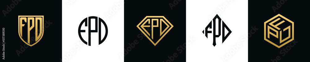 Initial letters FPD logo designs Bundle. This collection incorporated ...