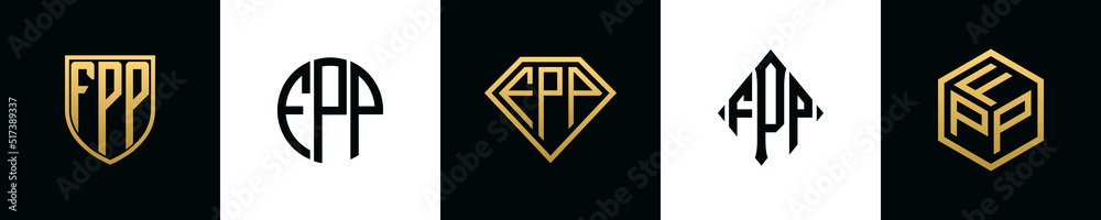 Initial letters FPP logo designs Bundle. This collection incorporated ...