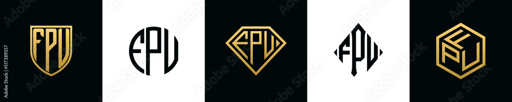 Initial letters FPU logo designs Bundle. This collection incorporated ...