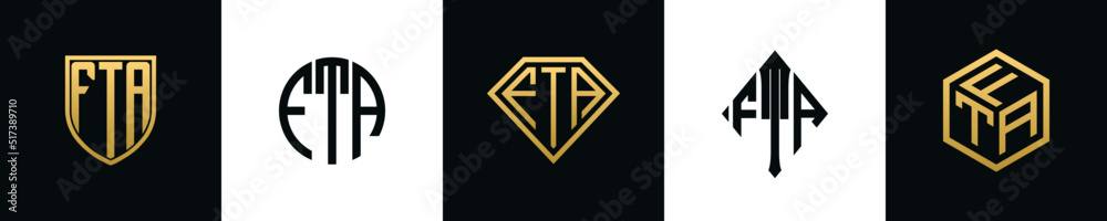 Initial letters FTA logo designs Bundle. This collection incorporated ...