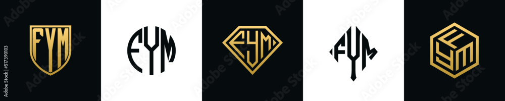 Initial letters FYM logo designs Bundle. This collection incorporated ...