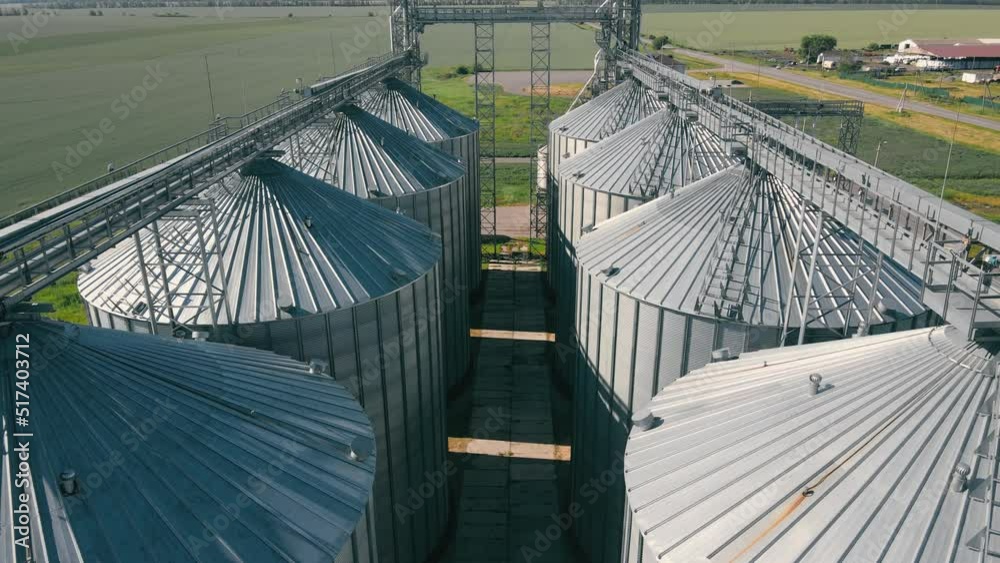 Grain elevator terminal, Metal tanks and conveyors of grain-drying ...