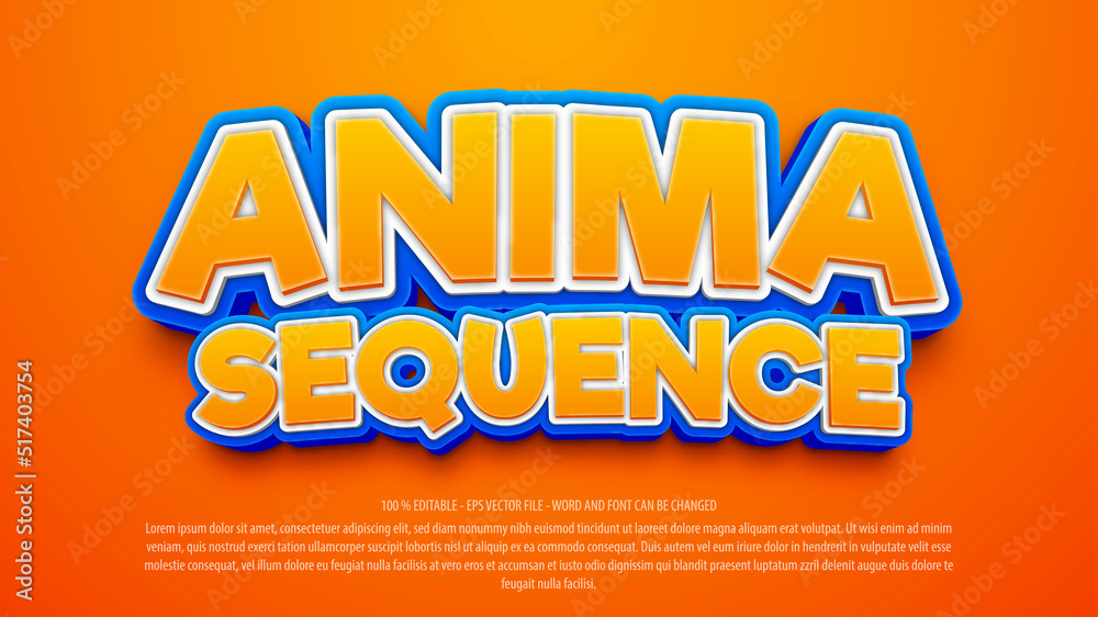 Animation 3d cartoon style editable text effect Stock Vector | Adobe Stock