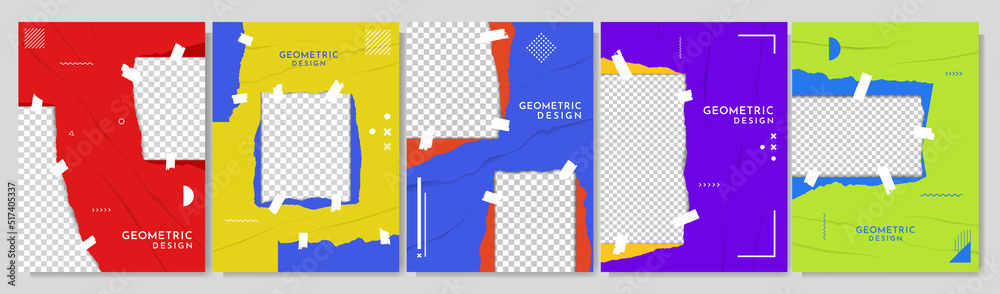 Vector illustration. Torn paper effect. Color note stickers. Colorful ...