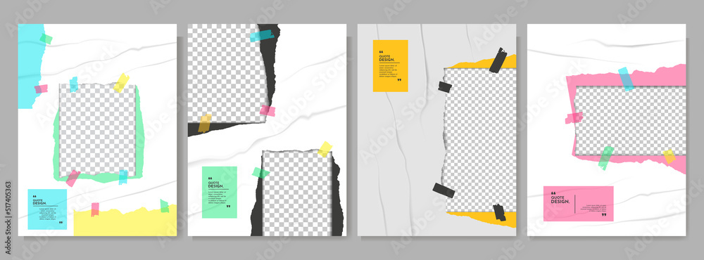 Vector illustration. Torn paper effect. Color note stickers. Colorful ...