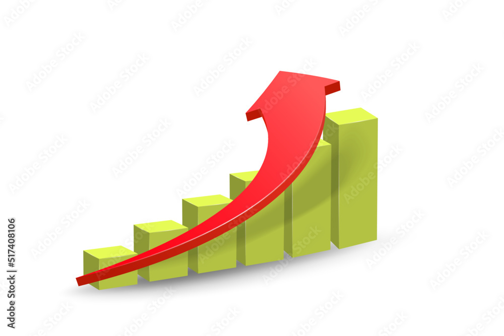 Abstract Curved Red Arrows. Market movements creative concept charts ...