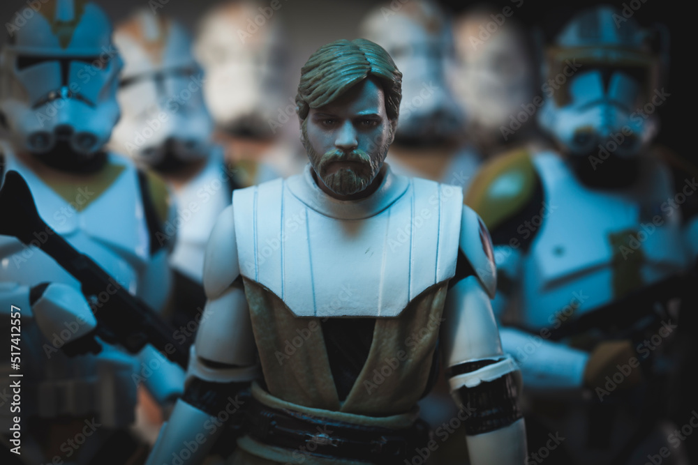 NEW YORK USA, JULY 18 2022: Star Wars The Clone Wars, scene with Jedi ...