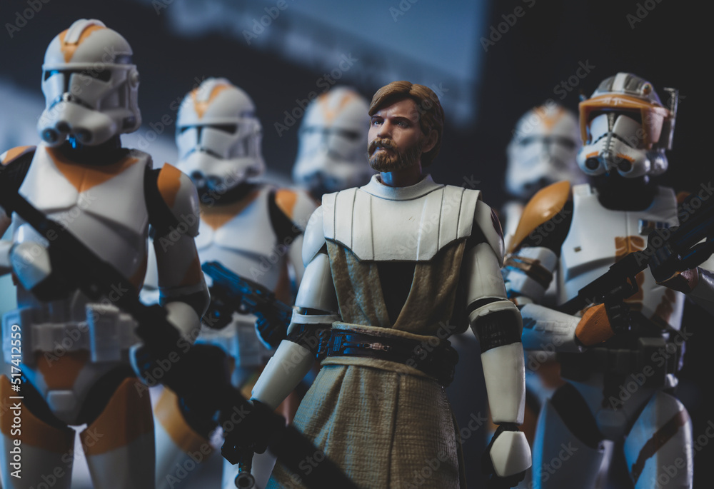 NEW YORK USA, JULY 18 2022: Star Wars The Clone Wars, scene with Jedi ...