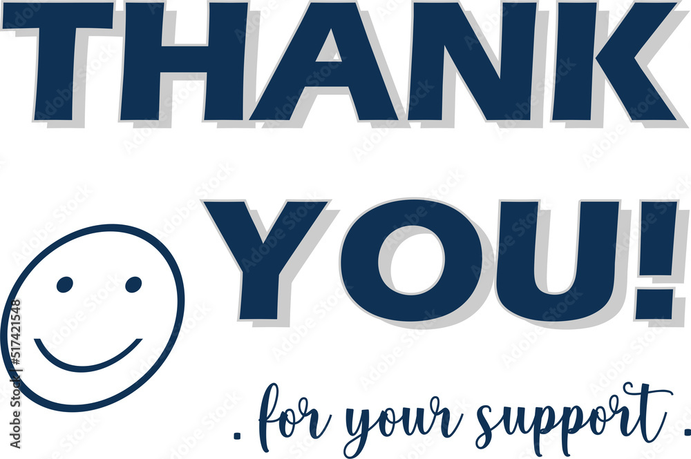 thank you sentence with smile emoticon Stock Illustration | Adobe Stock